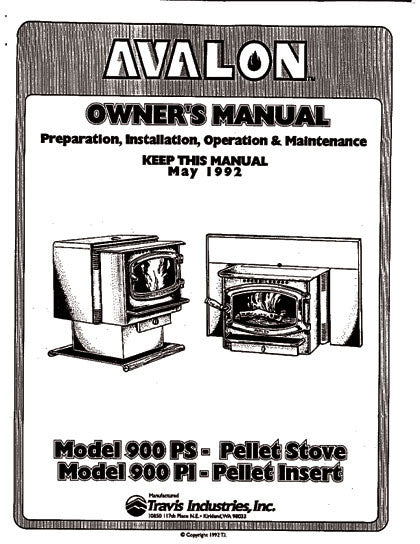 Avalon 900 1992 User Manual - Pellet_AV900um1992 – WoodHeatStoves.com