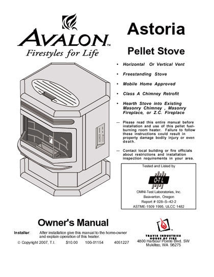 Avalon Astoria FS User Manual - Pellet_AVAstoria – WoodHeatStoves.com