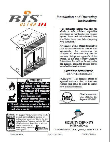 Bis Ultra User Manual - Wood_BisUltra – WoodHeatStoves.com