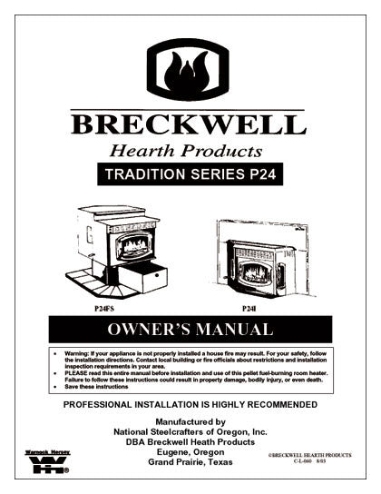 Breckwell P24 2002 User Manual - Pellet_bp242002 – WoodHeatStoves.com