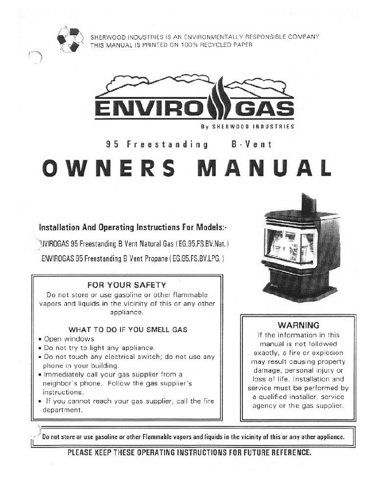 Enviro EG 95 User Manual - Gas_EG95DV – WoodHeatStoves.com