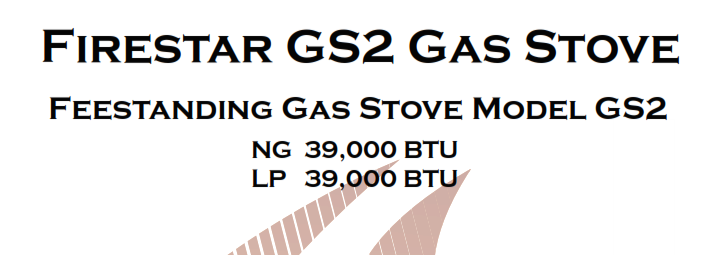Country Firestar GS2 gas stove manual – WoodHeatStoves.com