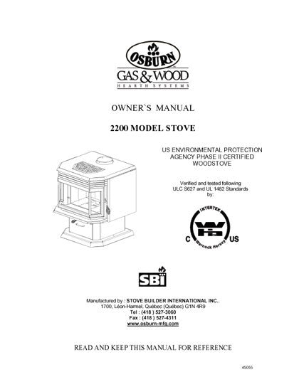 Osburn 2200 User Manual - Wood_OS2200 – WoodHeatStoves.com