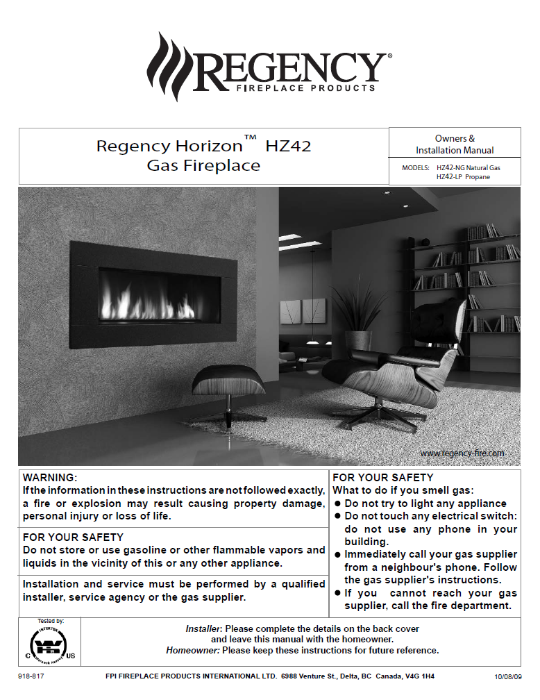 Regency Horizon HZ42 User Manual - Gas_RGHZ42 – WoodHeatStoves.com