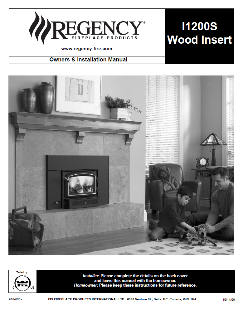 Regency I1200S User Manual - Wood_RGI1200S – WoodHeatStoves.com